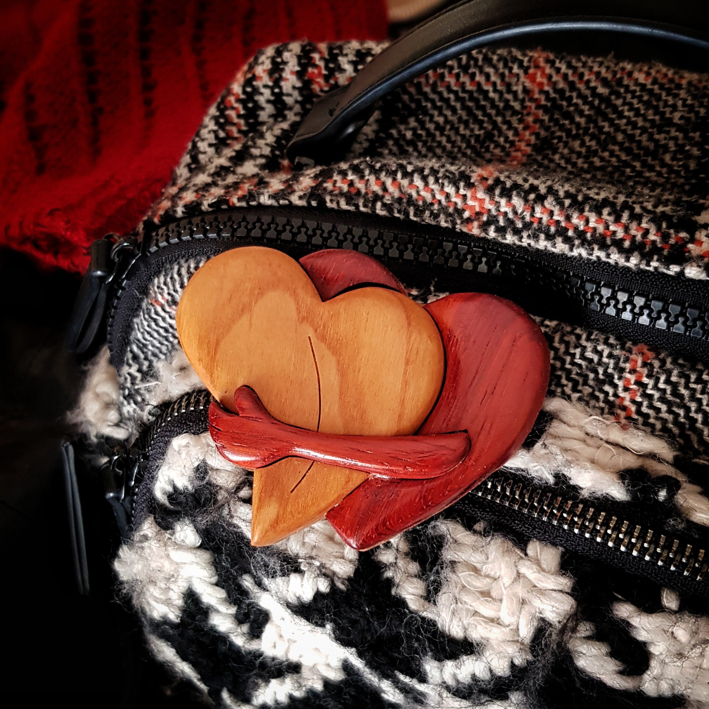 Heart Intarsia Pattern PDF, Beginner Woodworking Brooch & Magnet Design ...
