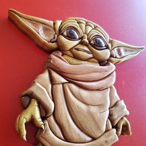 Wood Intarsia Pattern of Little Alien Friend, Space Creature Wall Art ...