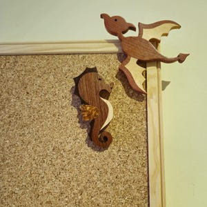 Handmade Wood Intarsia Figures, Cute Sea Life Animals and Dinosaurs Set ...