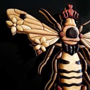 Unique Handmade Wood Intarsia Queen Bee With Flower Wings for Home ...