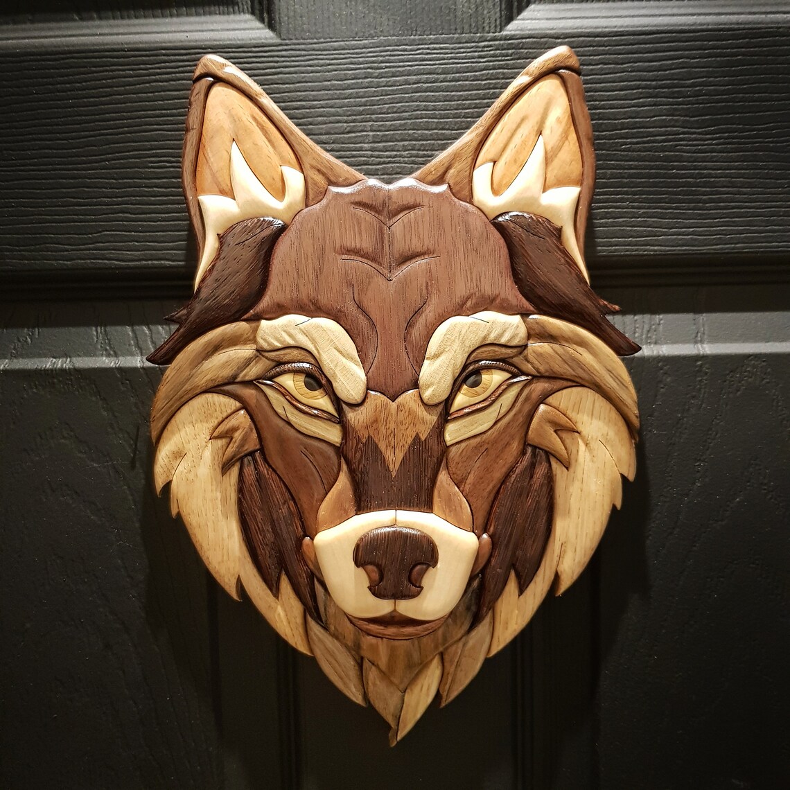 Wild Wolf Wooden Intarsia Home Decor Gift for Him Wild Wolf - Etsy