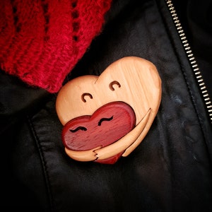 Heart Intarsia Pattern PDF, Beginner Woodworking Brooch & Magnet Design ...