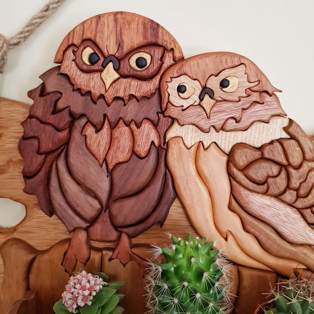 Owl Couple Intarsia Pattern, Wooden Bird Wall Art Digital Template ...