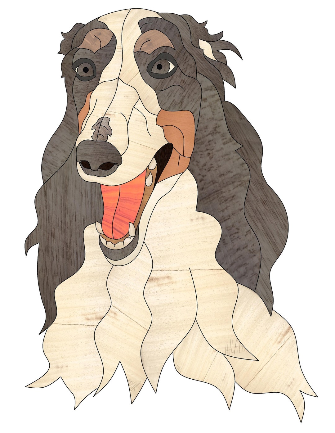 Borzoi Dog Wooden Intarsia Pattern Scroll Saw Pattern Pattern Only ...