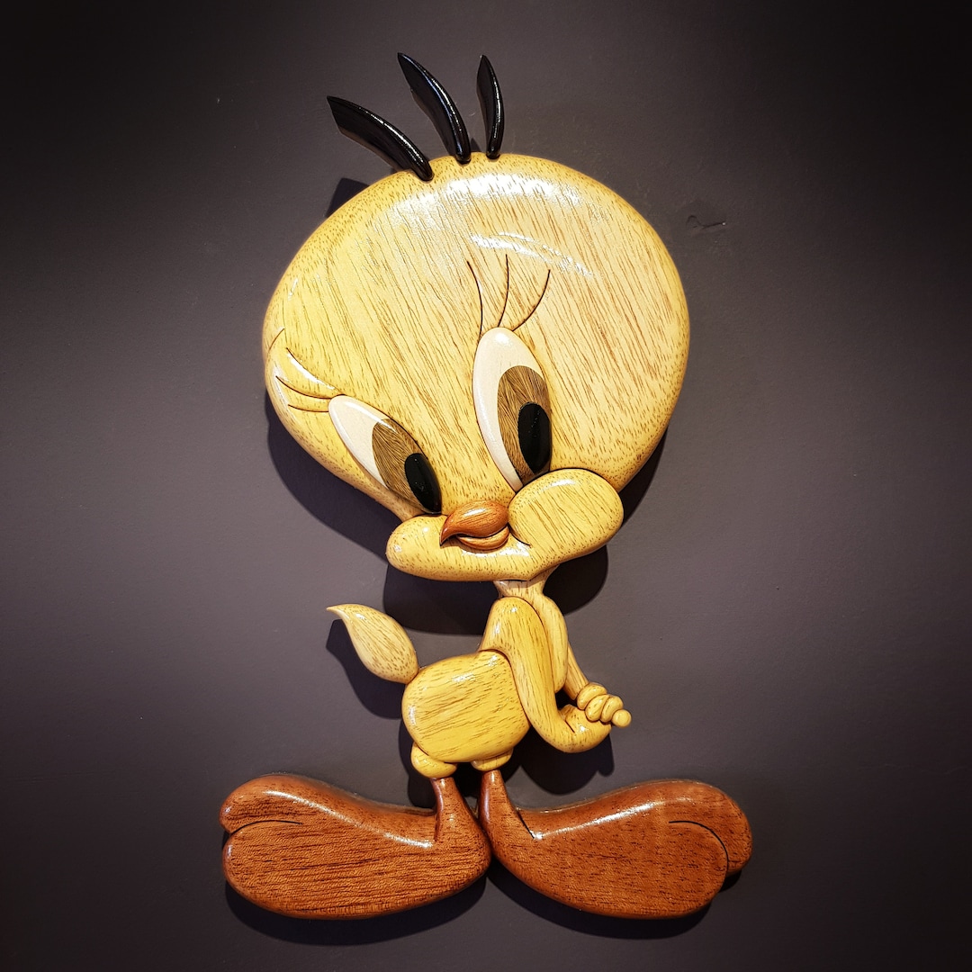Wooden Intarsia Tweety Bird Wall or Door Decor, 25 Cm, Unique Kids Room ...