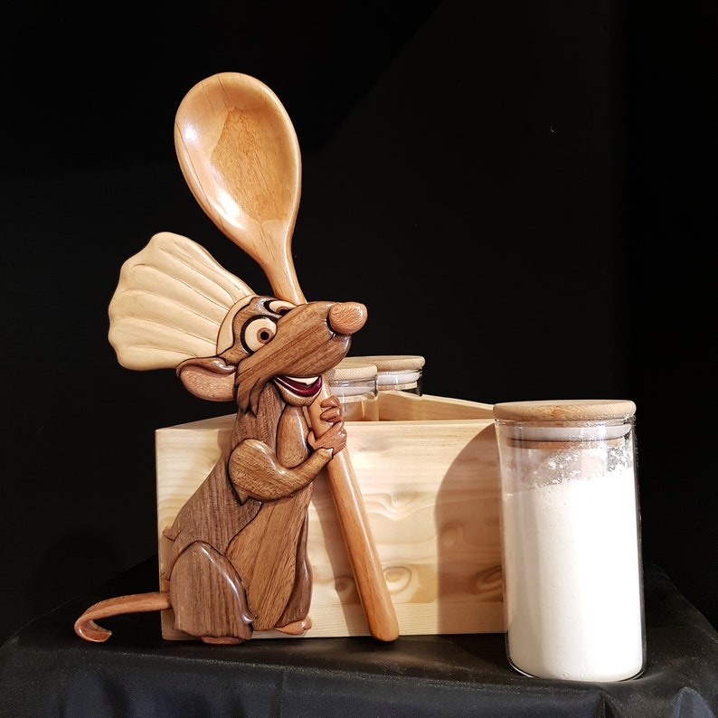 Remy the Chef Intarsia Wooden Three Jar Spice Rack Handmade - Etsy