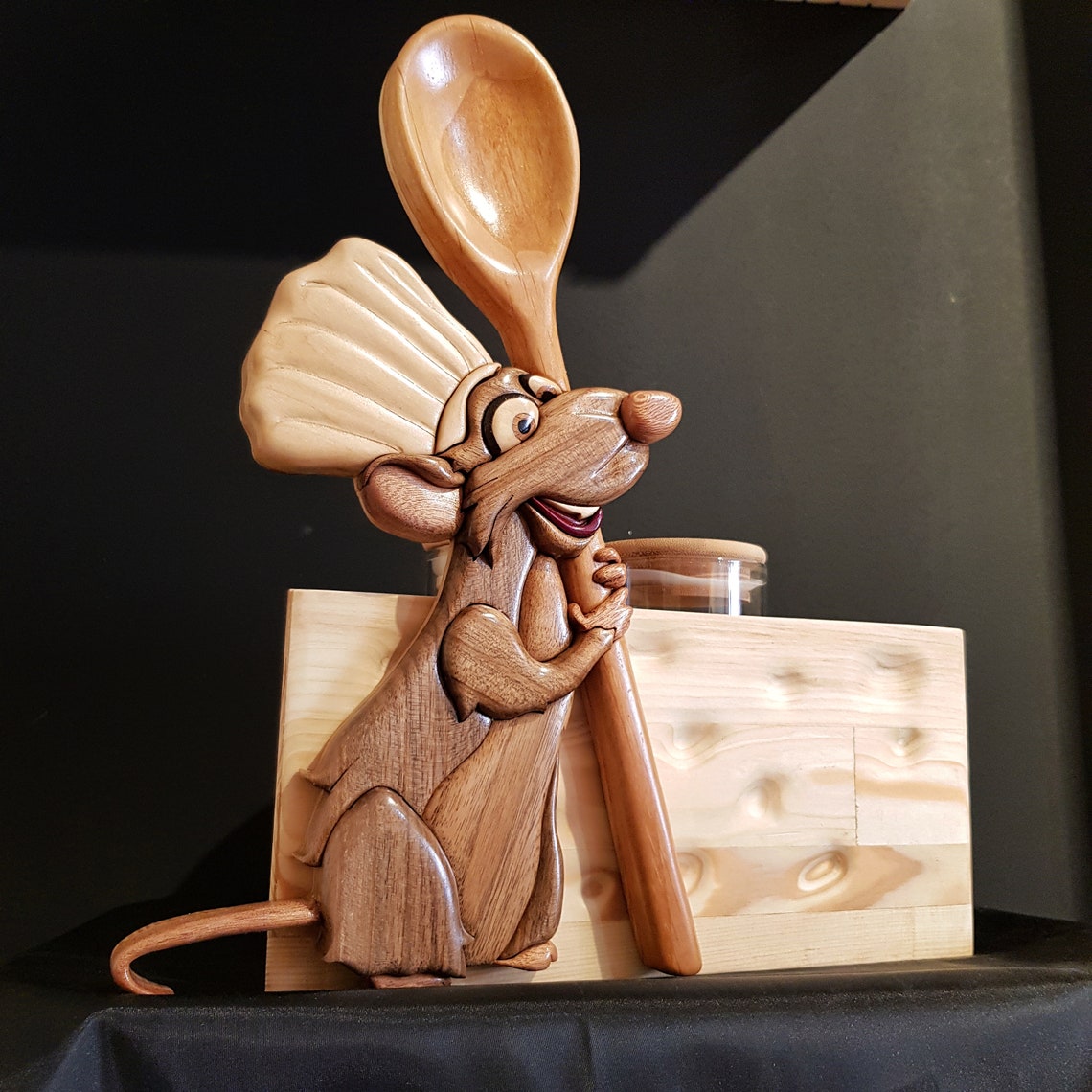 Remy the Chef Intarsia Wooden Three Jar Spice Rack Handmade - Etsy