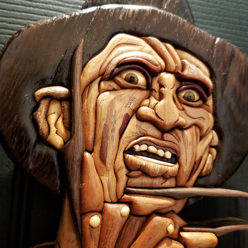 Horror Dream Character Intarsia Art, Handmade Wood Slasher Tribute ...