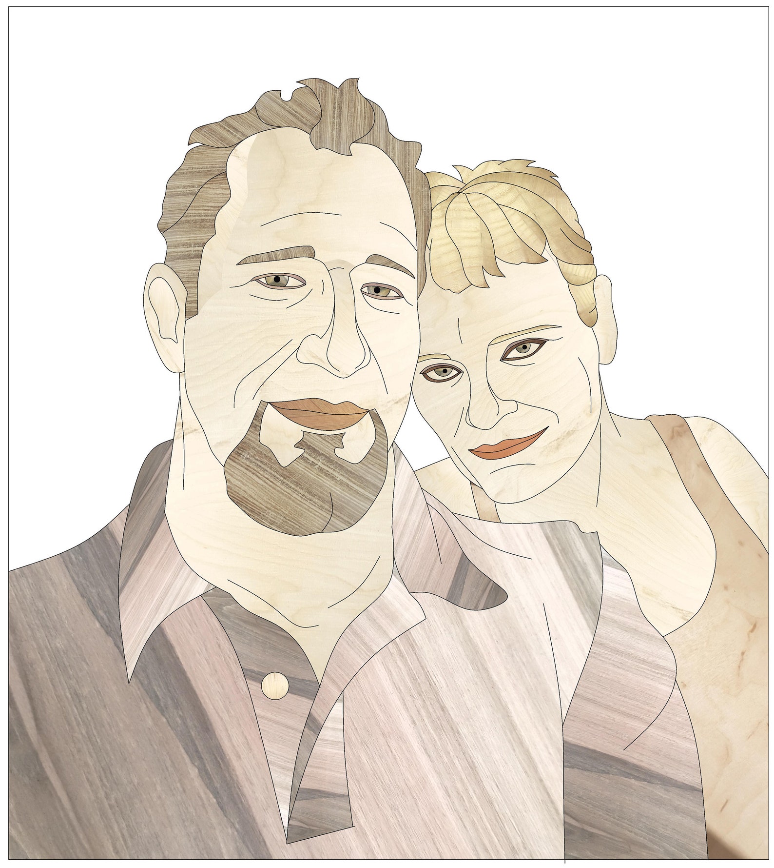 Custom Wood Intarsia Family Portrait: Personalized Wooden Wall Art - Etsy