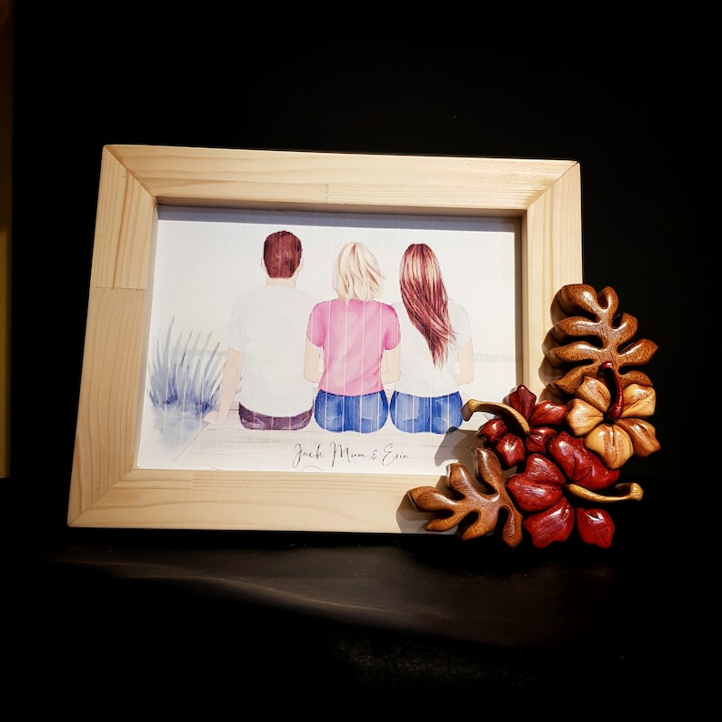 Photo Frame With Flowers Wooden Intarsia Picture Board - Etsy