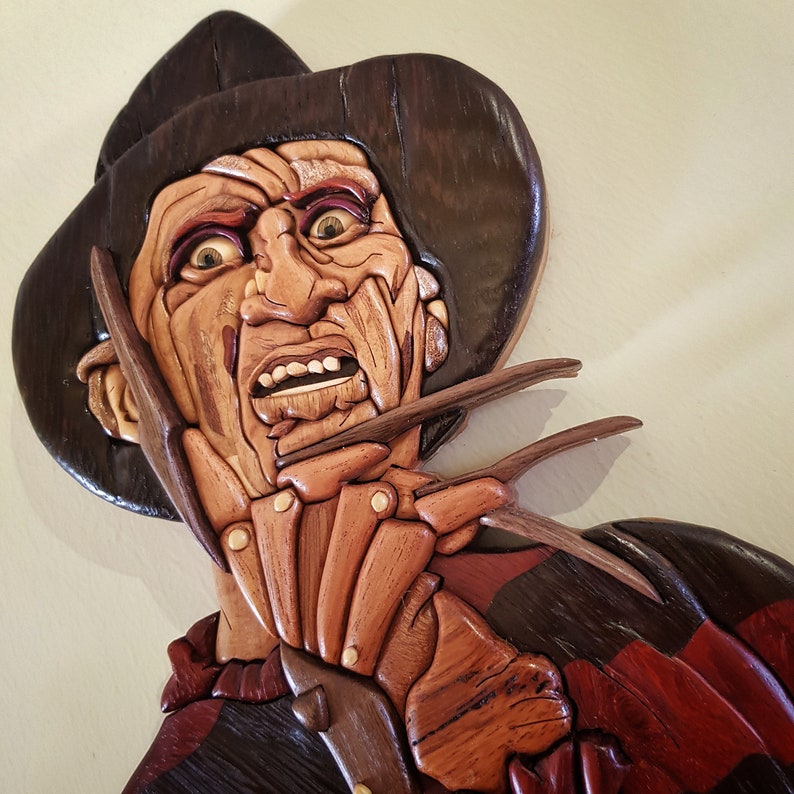 Horror Dream Character Intarsia Art, Handmade Wood Slasher Tribute ...