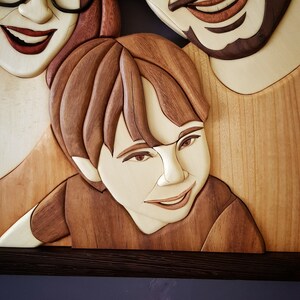 Custom Wooden Intarsia Family Portrait: Personalized Wood Wall Decor - Etsy