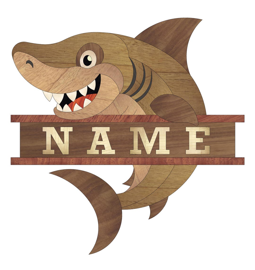 Shark Intarsia Pattern PDF, Digital Download Wooden Name Sign Template ...