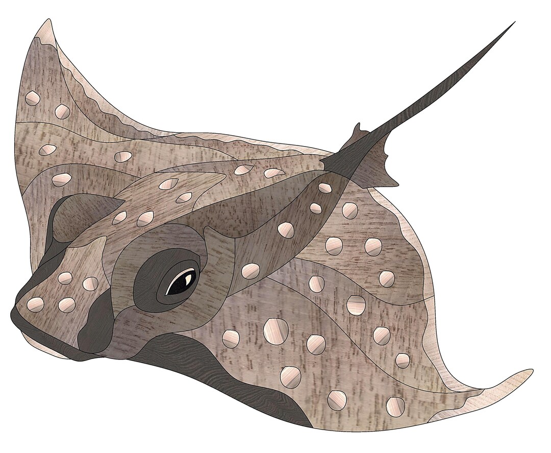 Spotted Stingray Intarsia Pattern: Realistic Woodworking Template (PDF ...