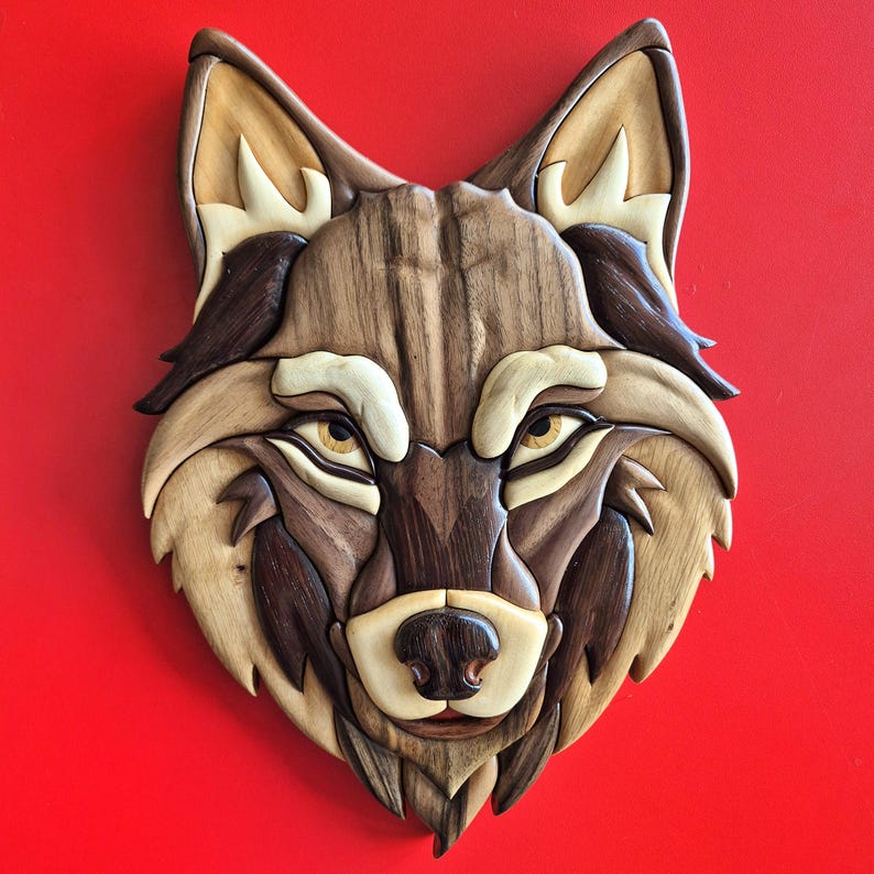 Wild Wolf Intarsia Pattern: Scroll Saw PDF Download, Wildlife Intarsia ...