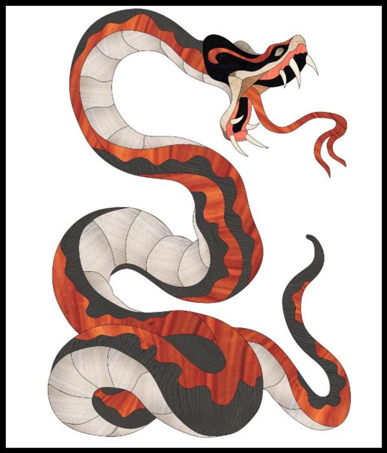 Snake Intarsia Pattern PDF, Wooden Wildlife Wall Art Digital Download ...