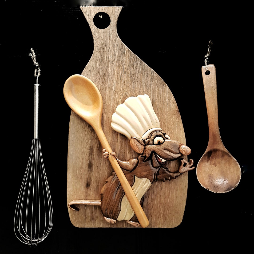 Ratatouille Remy Figurine, Wooden Intarsia Remy Ratatouille Serving ...