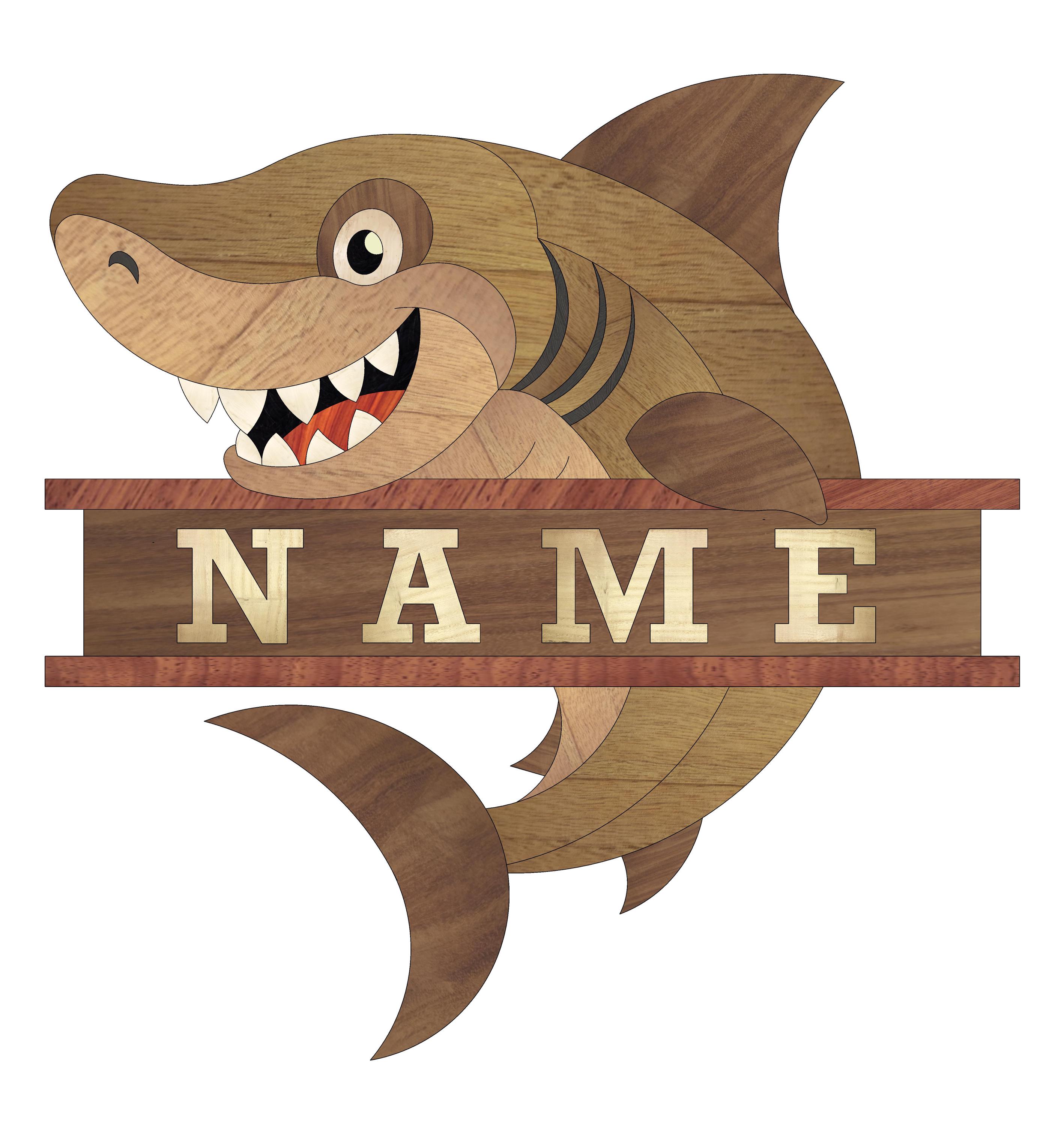 Shark Intarsia Pattern PDF, Digital Download Wooden Name Sign Template ...