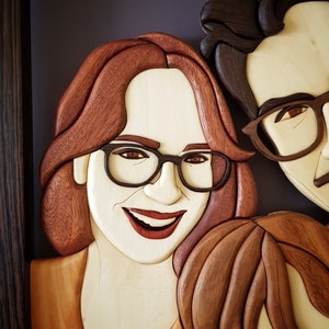 Custom Wooden Intarsia Family Portrait: Personalized Wood Wall Decor - Etsy