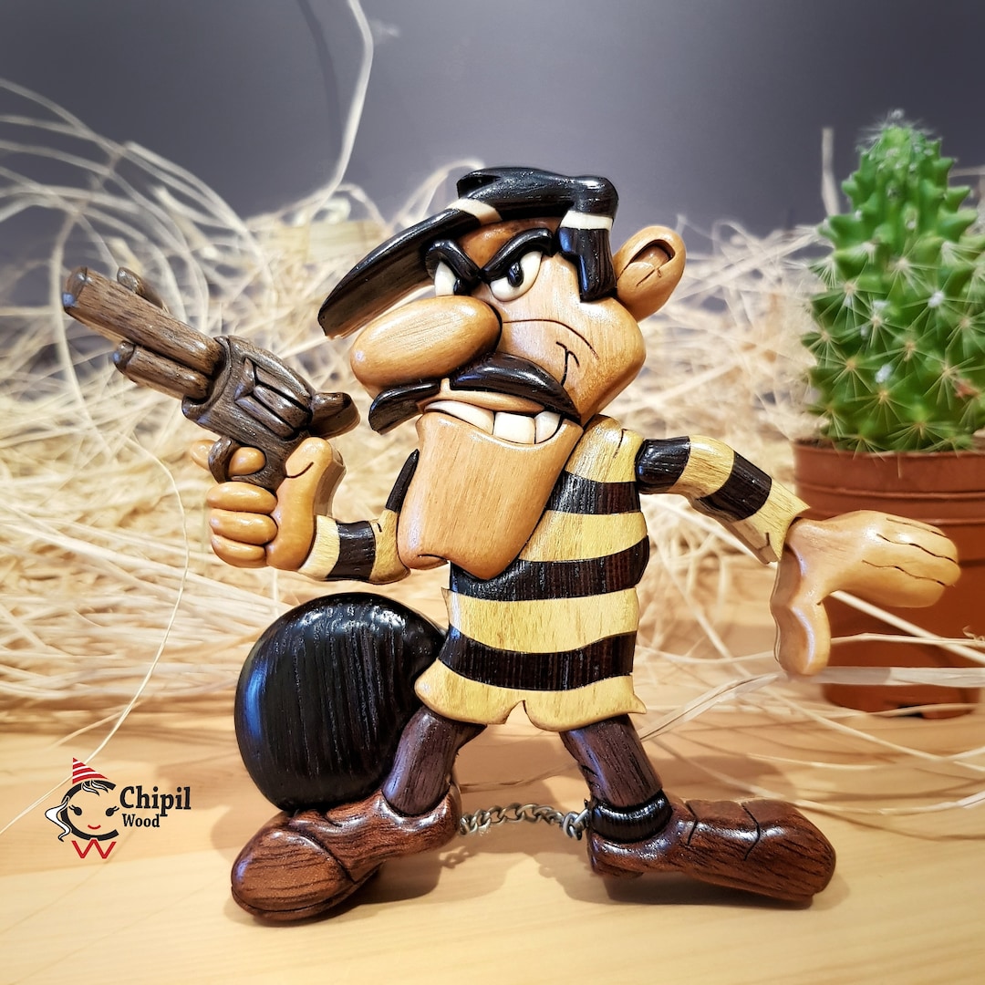 Joe Dalton, Lucky Luke, Dalton Brothers, Wooden Figurine, Wooden Magnet ...