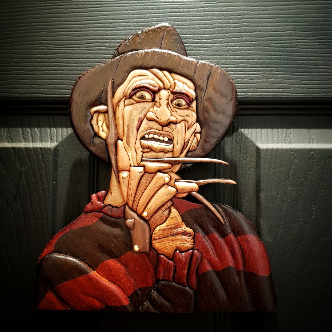 Horror Dream Character Intarsia Art, Handmade Wood Slasher Tribute ...