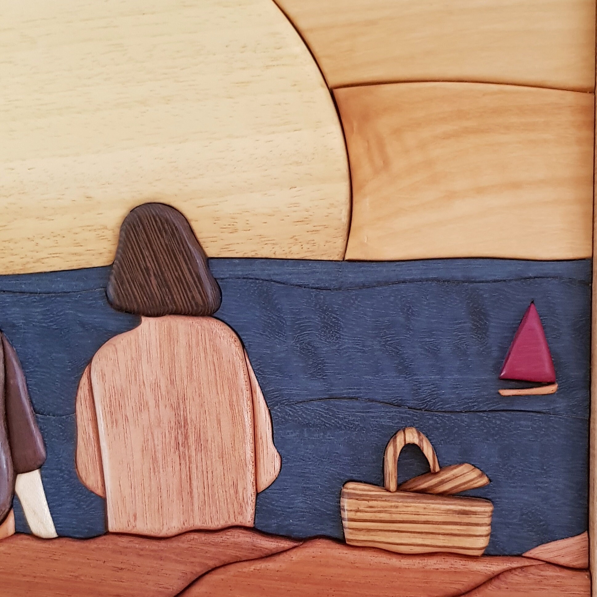 Romantic Sunset Wooden Tableau Wall Painting Wood Wall Art - Etsy UK