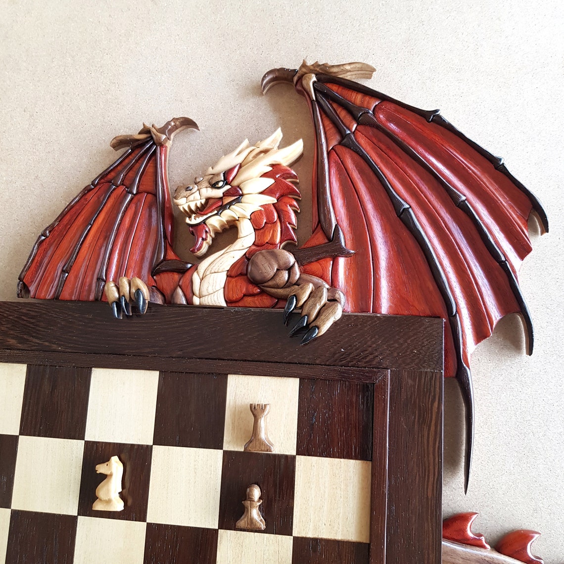 Dragon Intarsia Pattern, Corner Accent Woodworking Art PDF, Fantasy ...