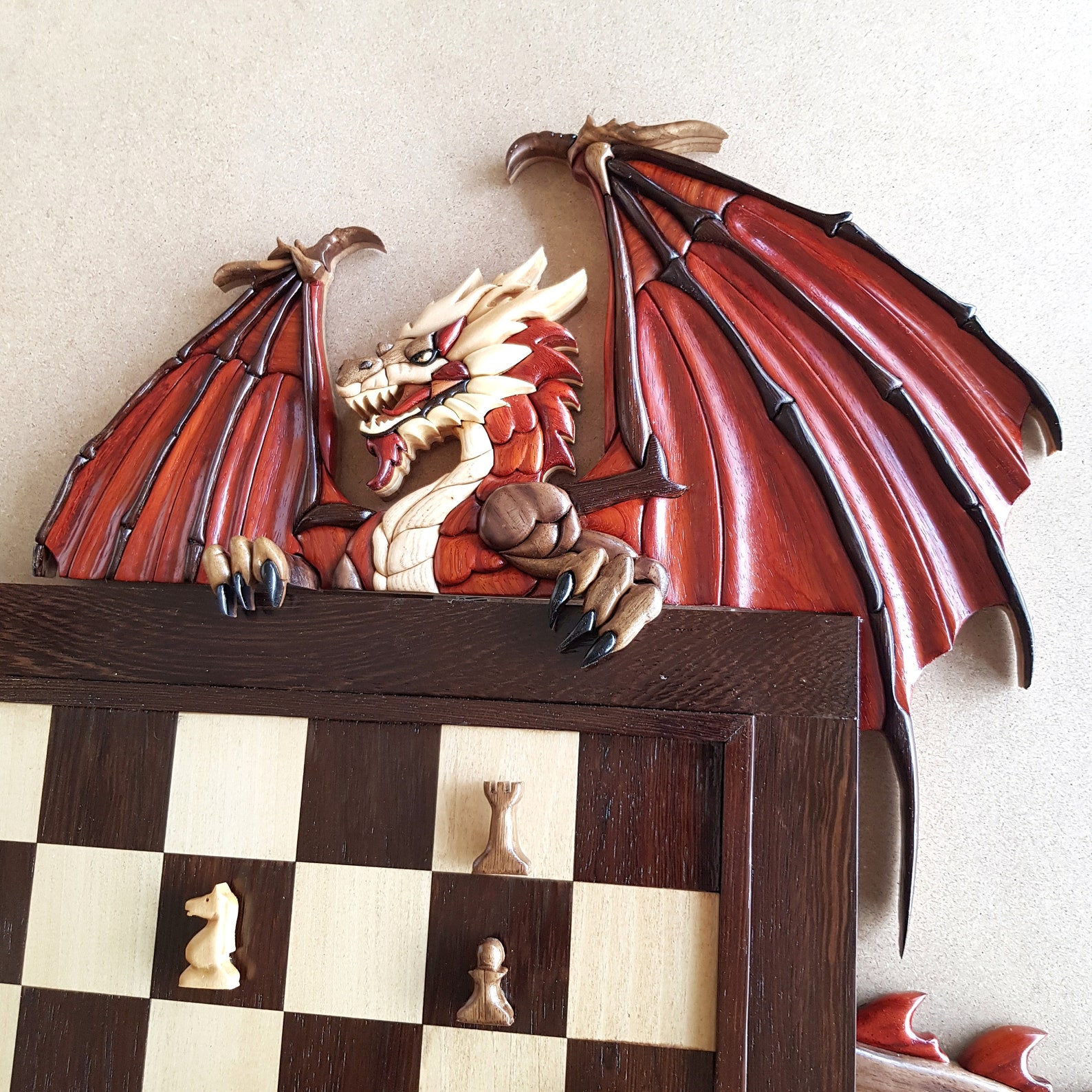 Dragon Intarsia Pattern, Corner Accent Woodworking Art PDF, Fantasy ...