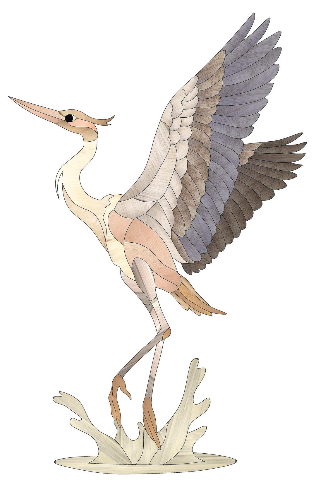 Heron Intarsia Pattern PDF, Realistic Bird Woodworking Design Digital ...