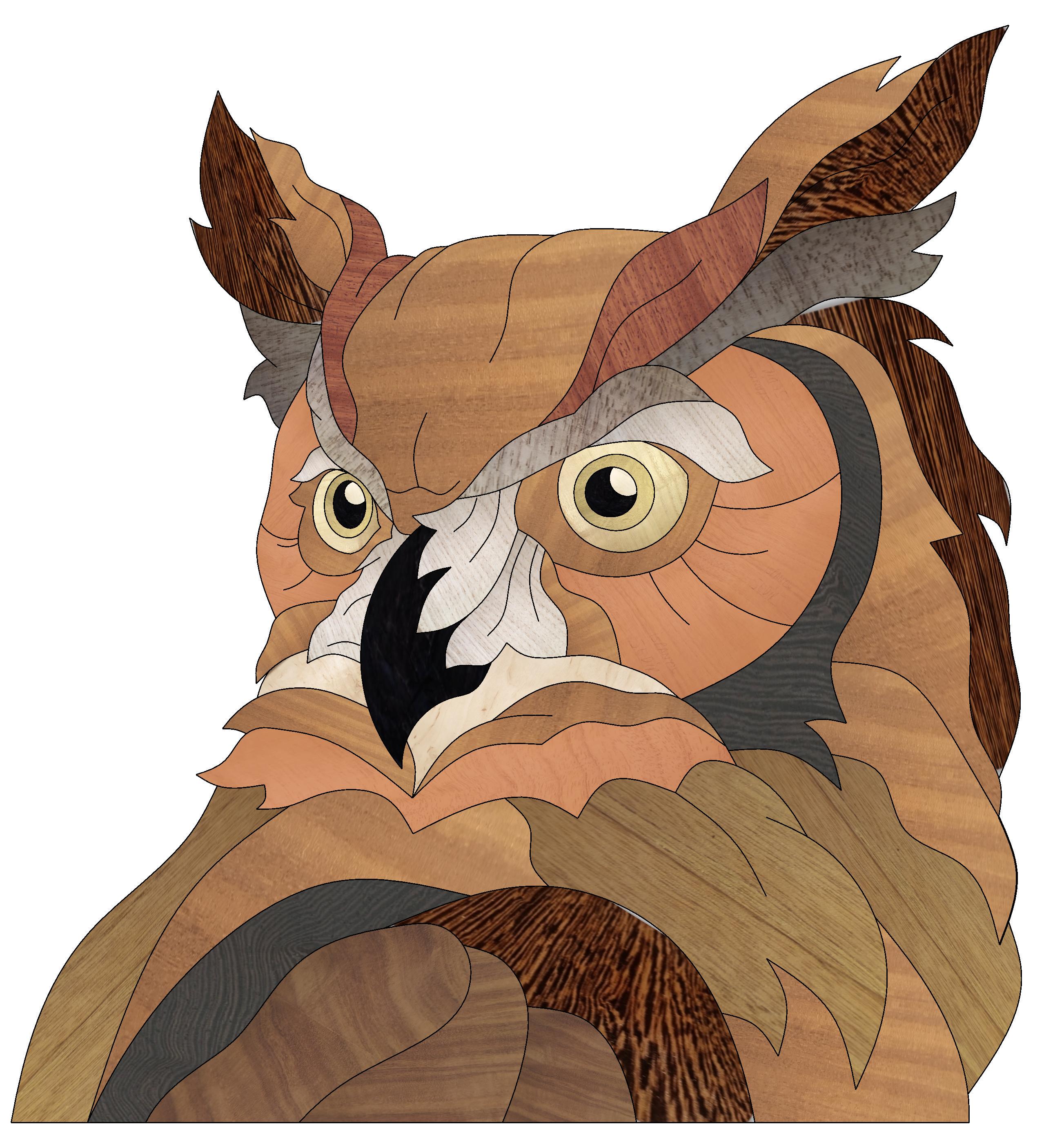 Horned Owl Intarsia Woodworking Pattern, Wildlife Art (PDF) - Etsy