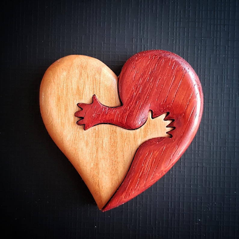 Heart Intarsia Pattern PDF, Beginner Woodworking Brooch & Magnet Design ...
