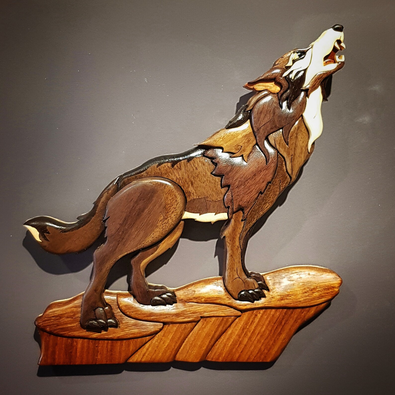 Wild Wolf Wooden Intarsia Home Decor Gift for Him Wild Wolf - Etsy