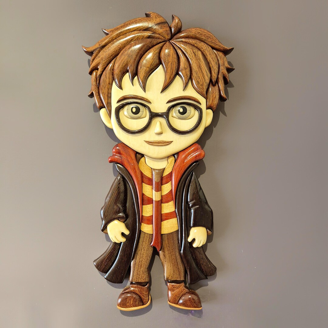 Young Wizard Boy Wood Intarsia Art: Handmade Wizard Decor - Etsy