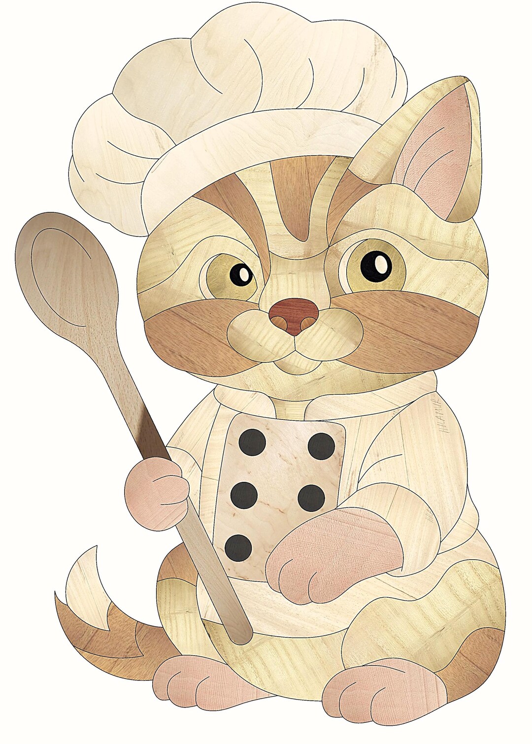 Chef Cat Intarsia Pattern PDF, Digital Download Spoon Holding ...