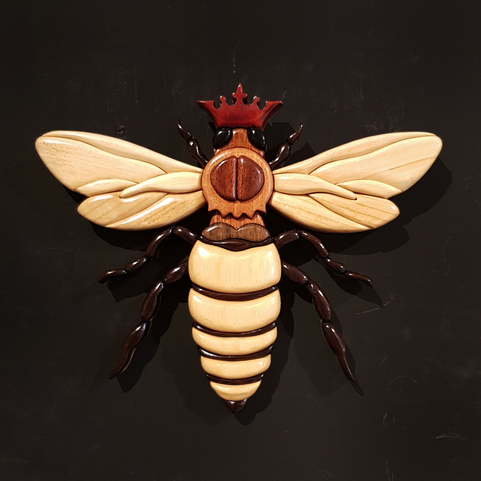 Bee Wall Decor Figurine Queenbee Wooden Intarsia House - Etsy