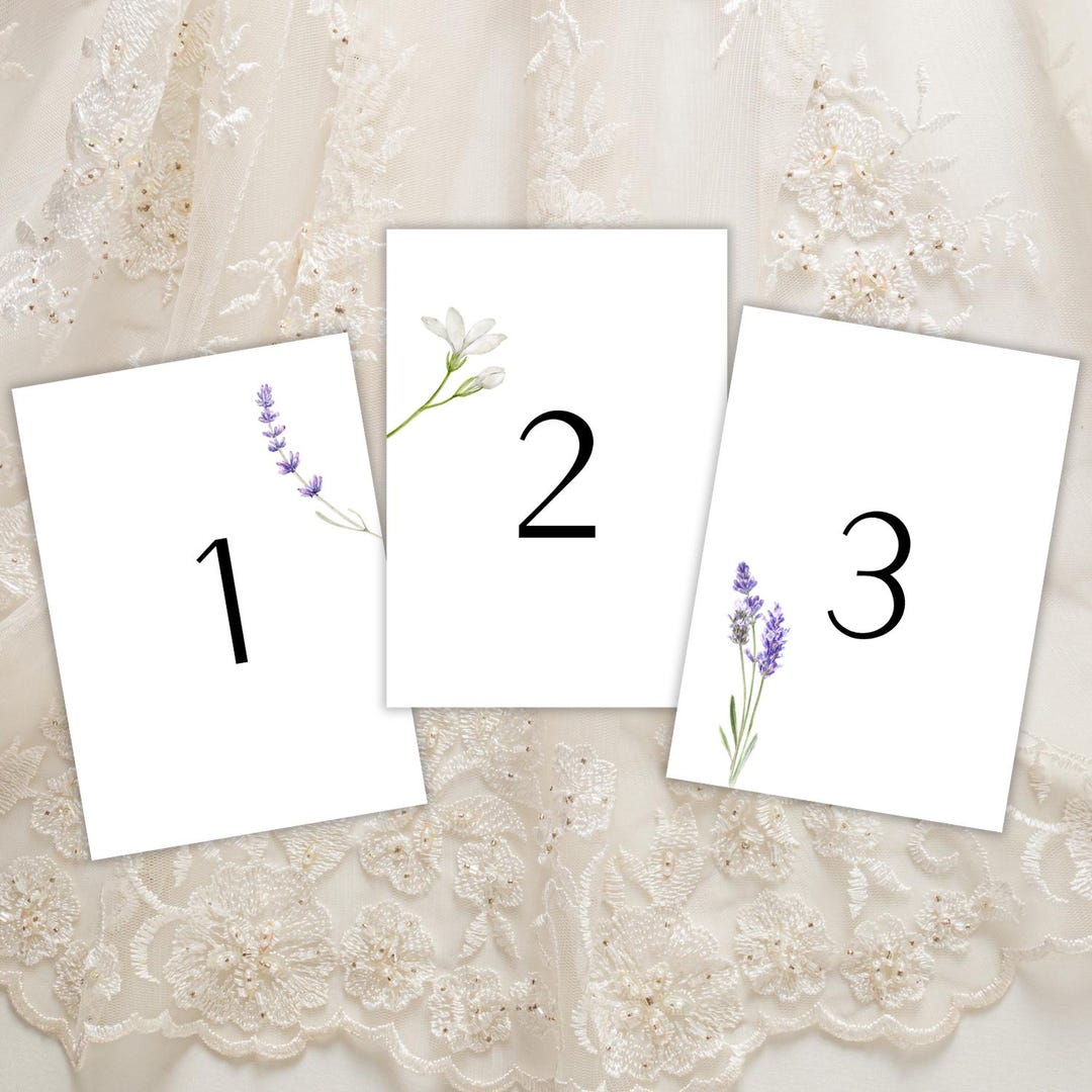 WEDDING TABLE NUMBERS Template, Printable Table Number Cards, Jasmine ...