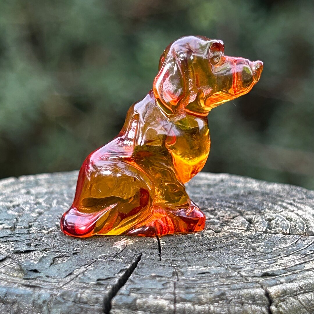 Baltic Amber Dog Ornament, Quality Hand Carved, Dog, Hand Carved Amber ...