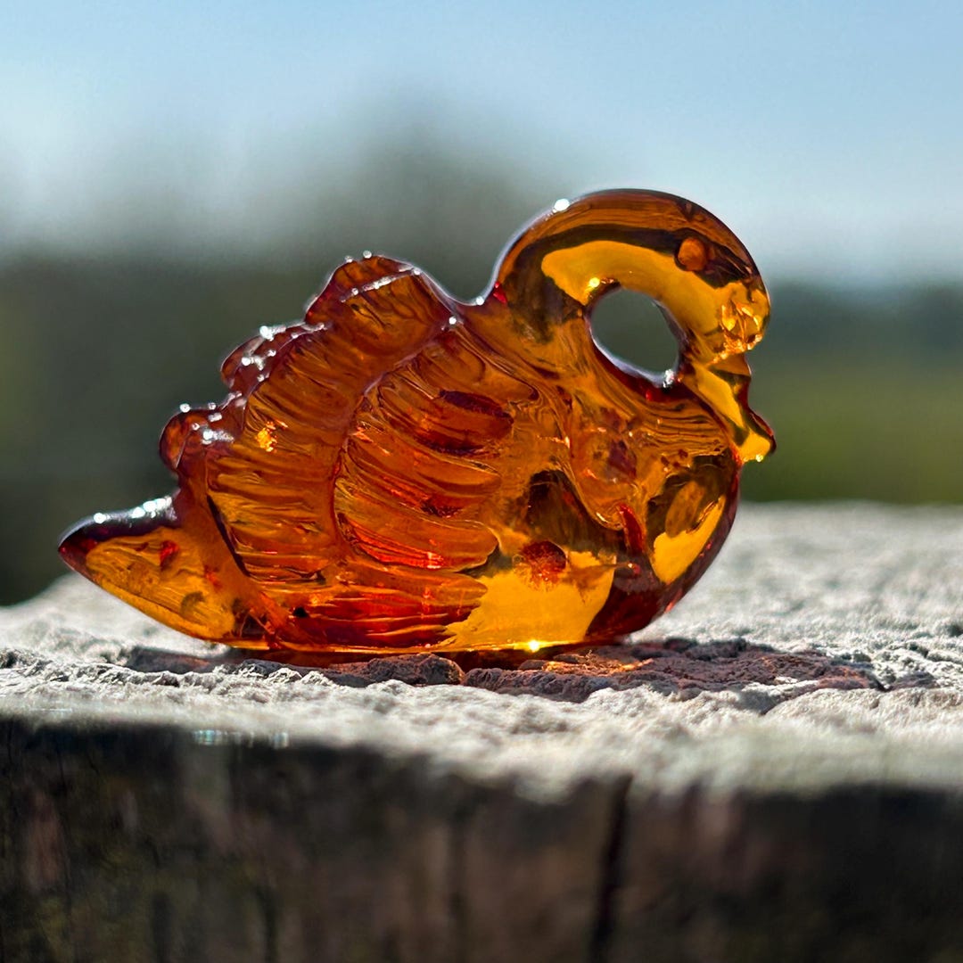 Baltic Amber Swan Ornament, Quality Hand Carved, Swan, Hand Carved ...