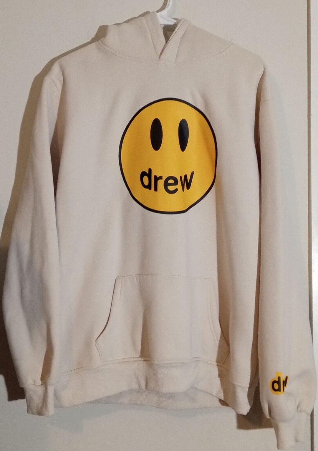 Drew House Justin Bieber Skate Smiley Face Cream Hoodie Sweatshirt Size ...