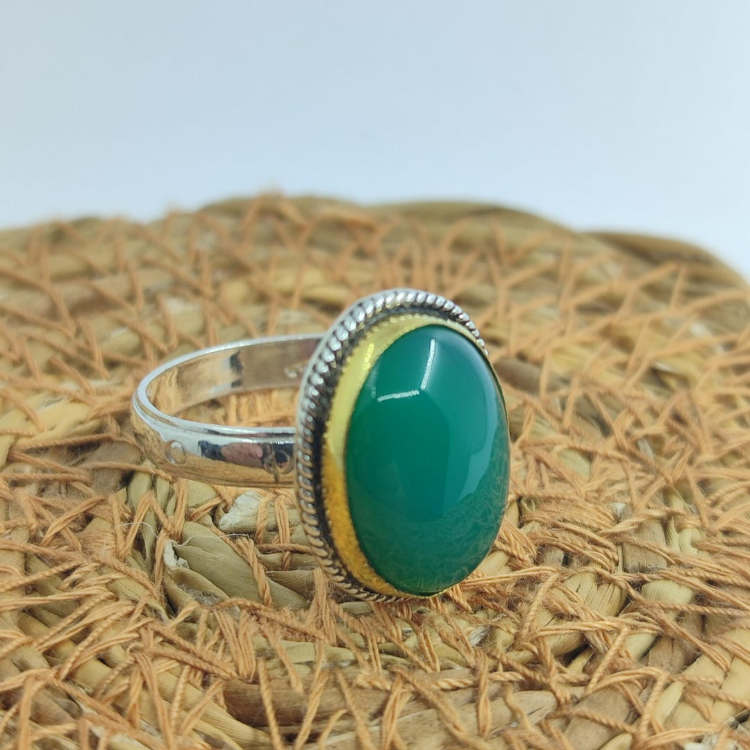 Anillo verde esmeralda hecho a mano, estilo otomano, plata de ley 925k ...
