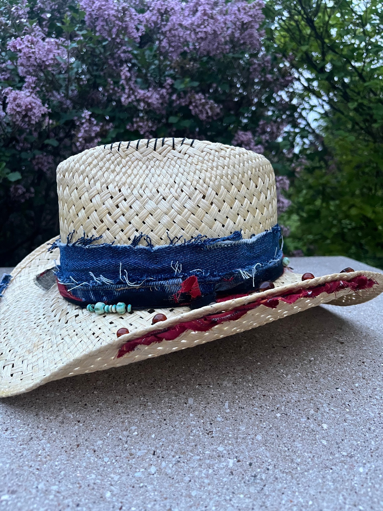 Hippie Cowboy Hat, One of a Kind Handmade Summer Cowboy Hat, Size 7 1/8 ...