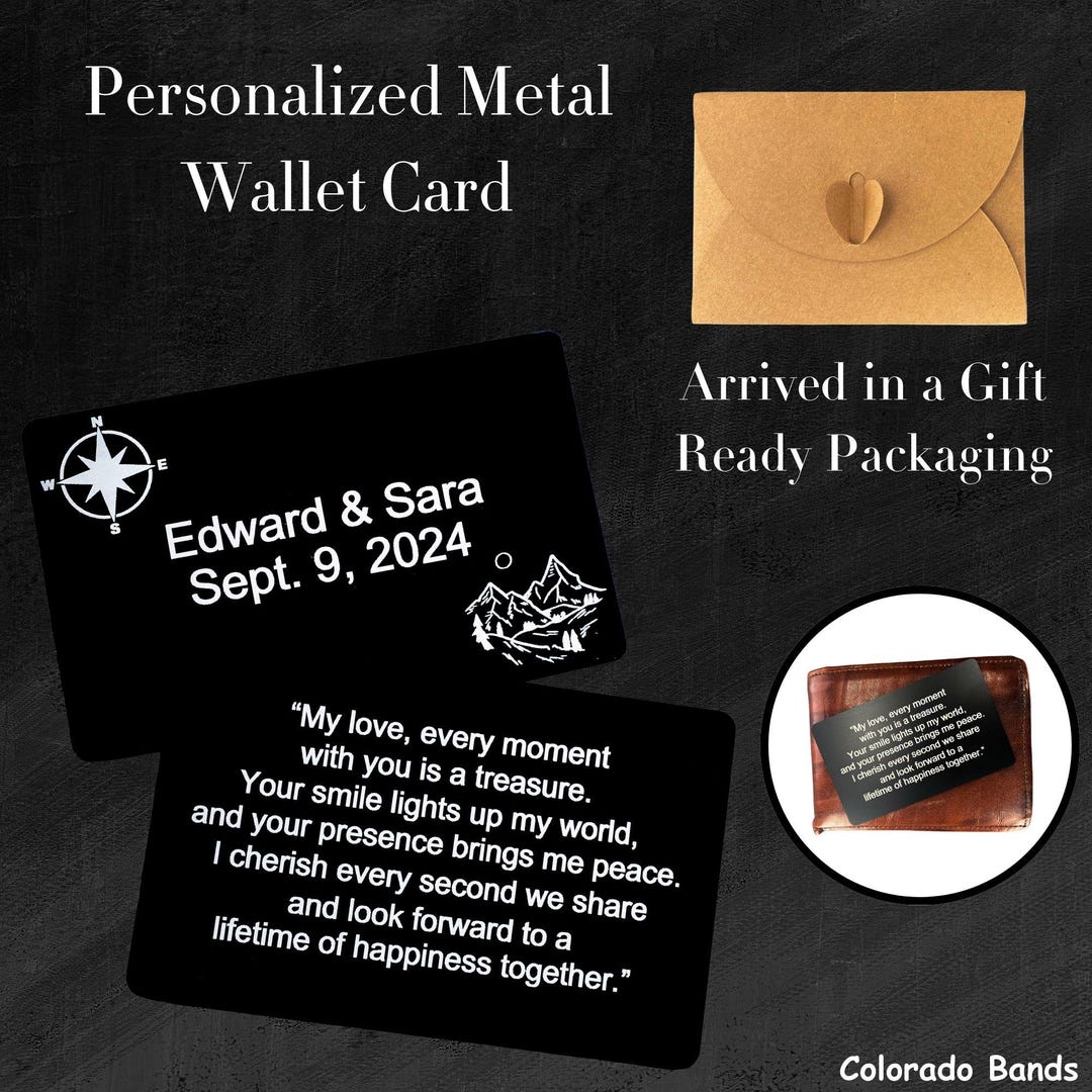 Personalized Message Metal Wallet Insert Card With Any Text/quote ...