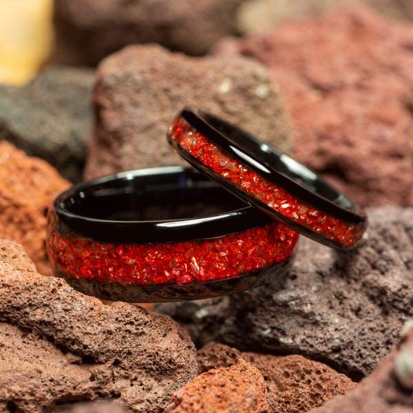 Mens Red Tungsten Wedding Band - Etsy