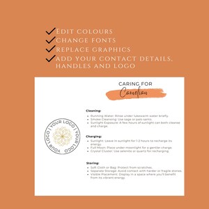 Carnelian Crystal Meaning Card: Printable Care Guide (editable) - Etsy