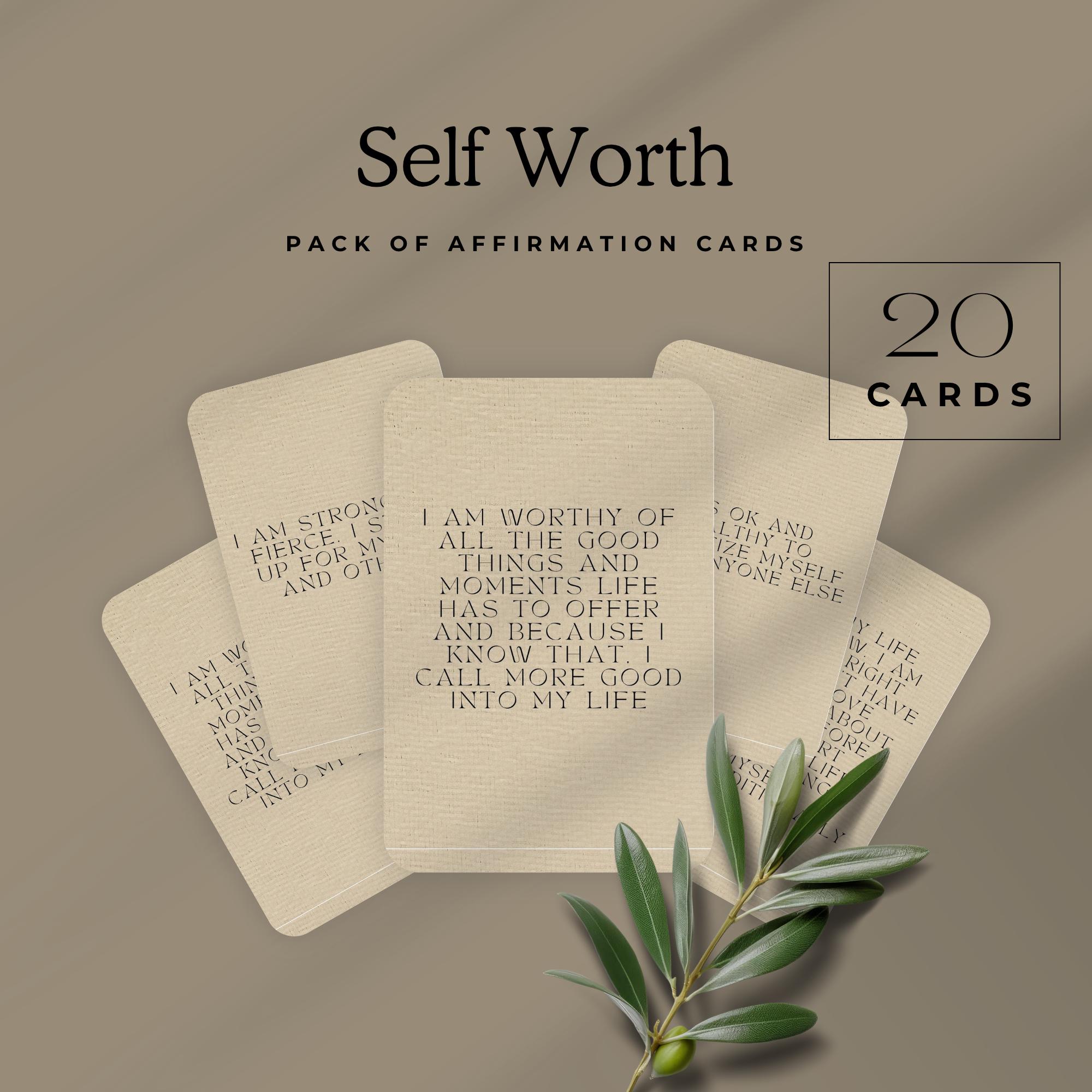 Self-worth Affirmation Cards: Printable Positive Affirmations (PDF ...