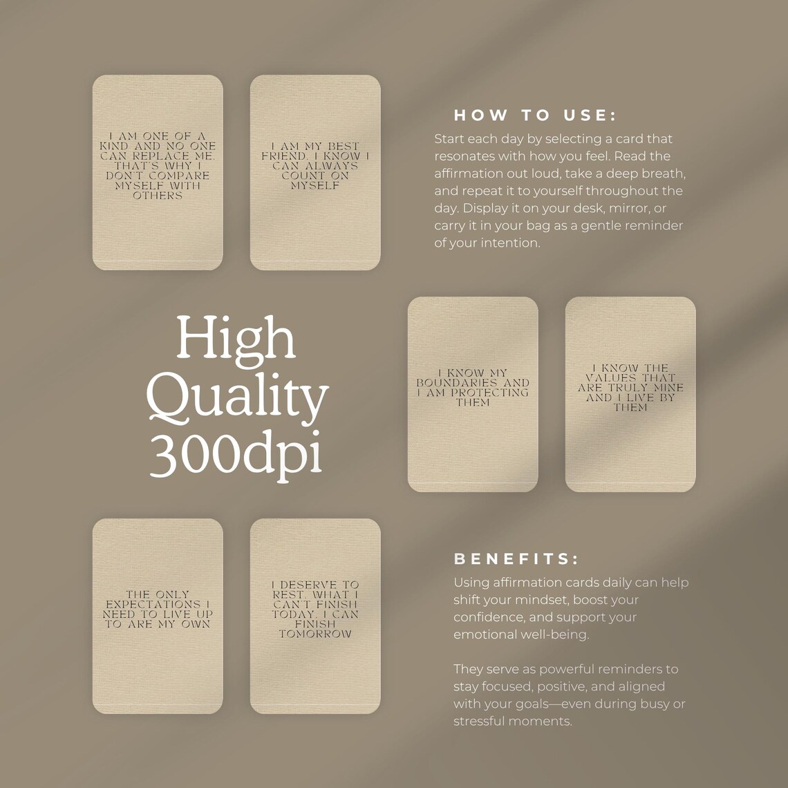 Self-worth Affirmation Cards: Printable Positive Affirmations (PDF ...