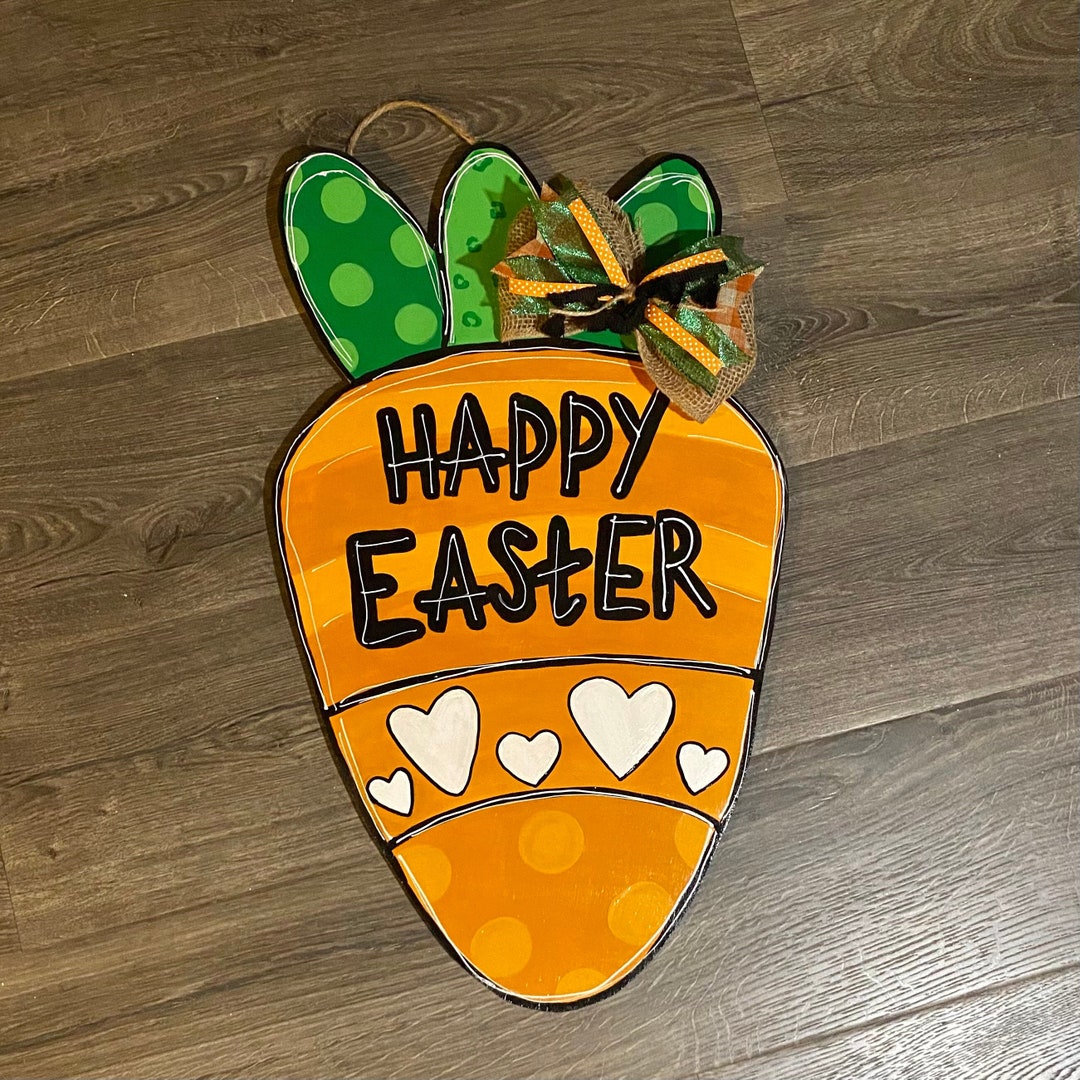 Carrot Door Hanger, Carrot Door Decor, Easter Porch Sign, Spring Door ...