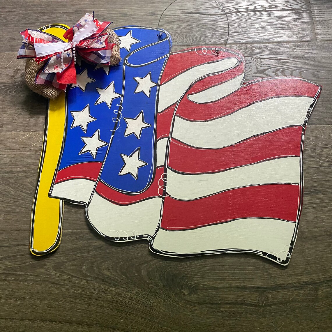 Patriotic Door Hanger American Flag Door Sign USA Decor Fourth of July ...