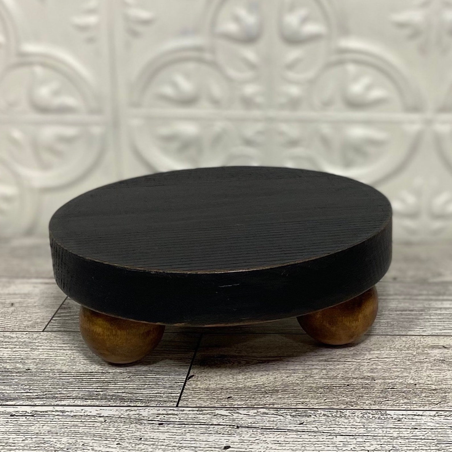 Riser, Wood Riser Stand, Round Riser, Distressed Wood Tray, Farmhouse ...