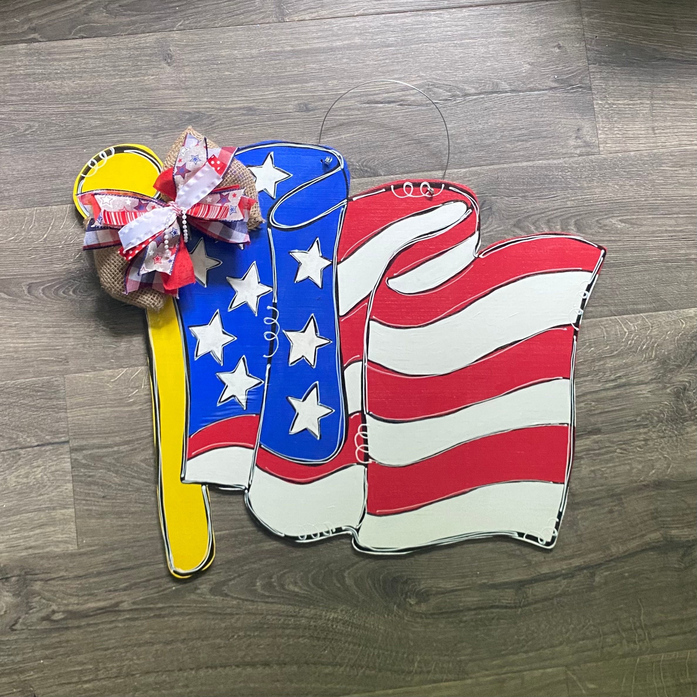 Patriotic Door Hanger American Flag Door Sign USA Decor Fourth of July ...